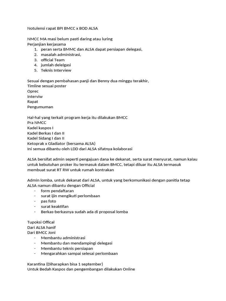 Notulensi rapat | PDF