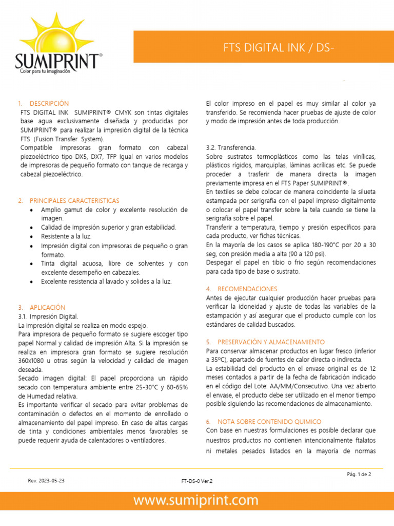 FT DS FTS Digital Ink | PDF | Impresora (Computación) | Papel