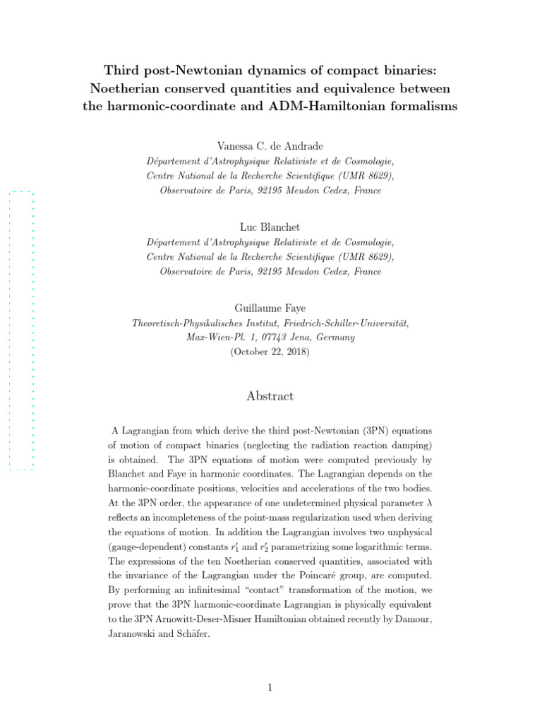 Noetherian Conserved Quantities and Equivalence Between | PDF | Lagrangian Mechanics | Equations ...