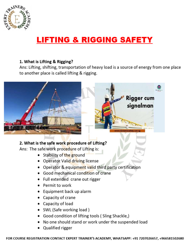 Lifting & Rigging Safety Guide | PDF | Crane (Machine) | Rigging