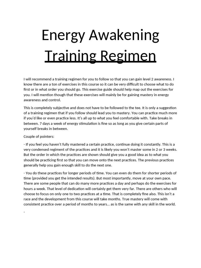Energy Awareness Training Regimen Guide | PDF | Chakra