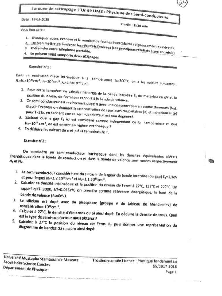 TD Corriger Phy310 | PDF