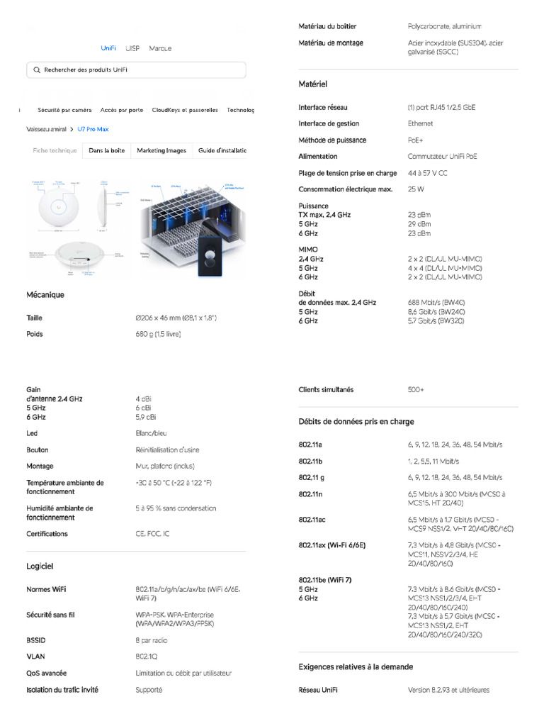 Datasheet Ubiquiti U7-Pro-Max - V | PDF