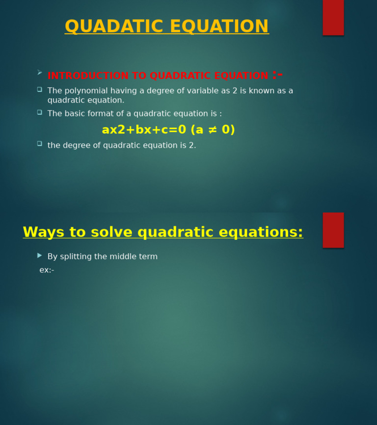 Quadratic Equations Simplified | PDF