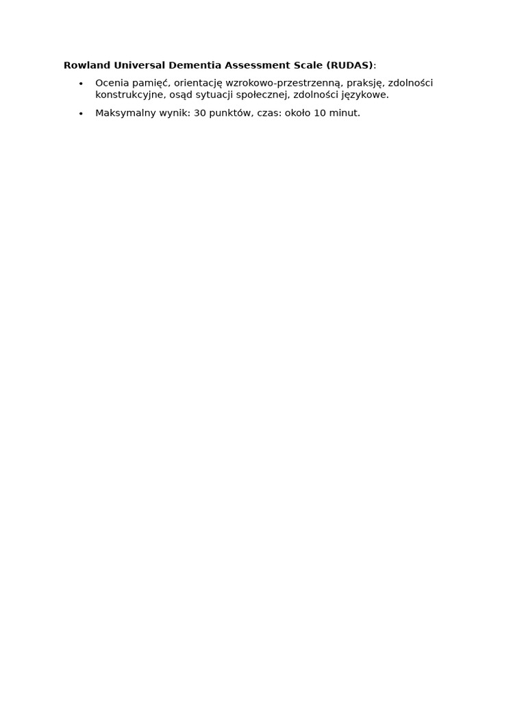 Rowland Universal Dementia Assessment Scale (RUDAS) | PDF