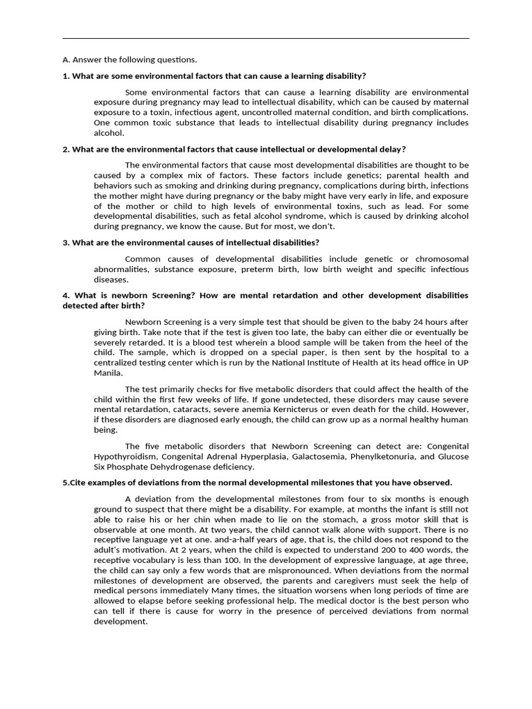 PROD ED ASS 4 | PDF | Intellectual Disability | Pregnancy