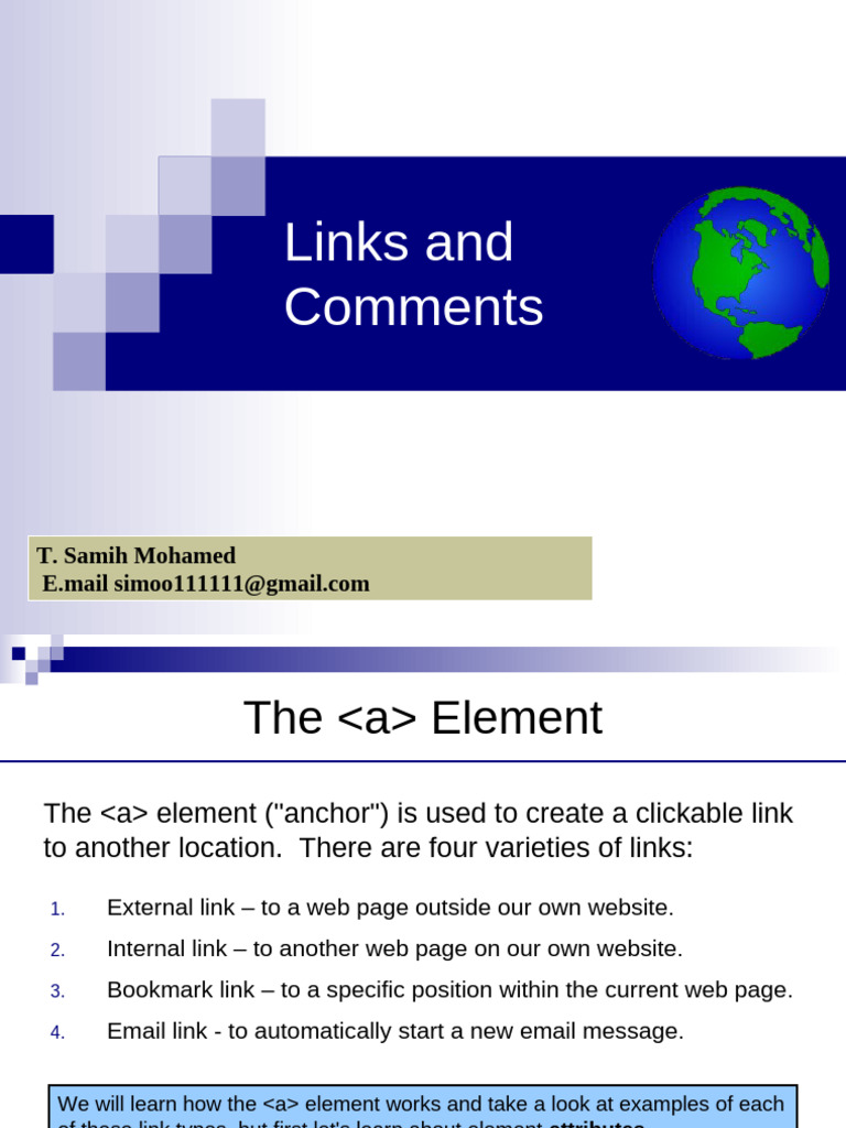 Understanding the Element in HTML | PDF | Hyperlink | World Wide Web