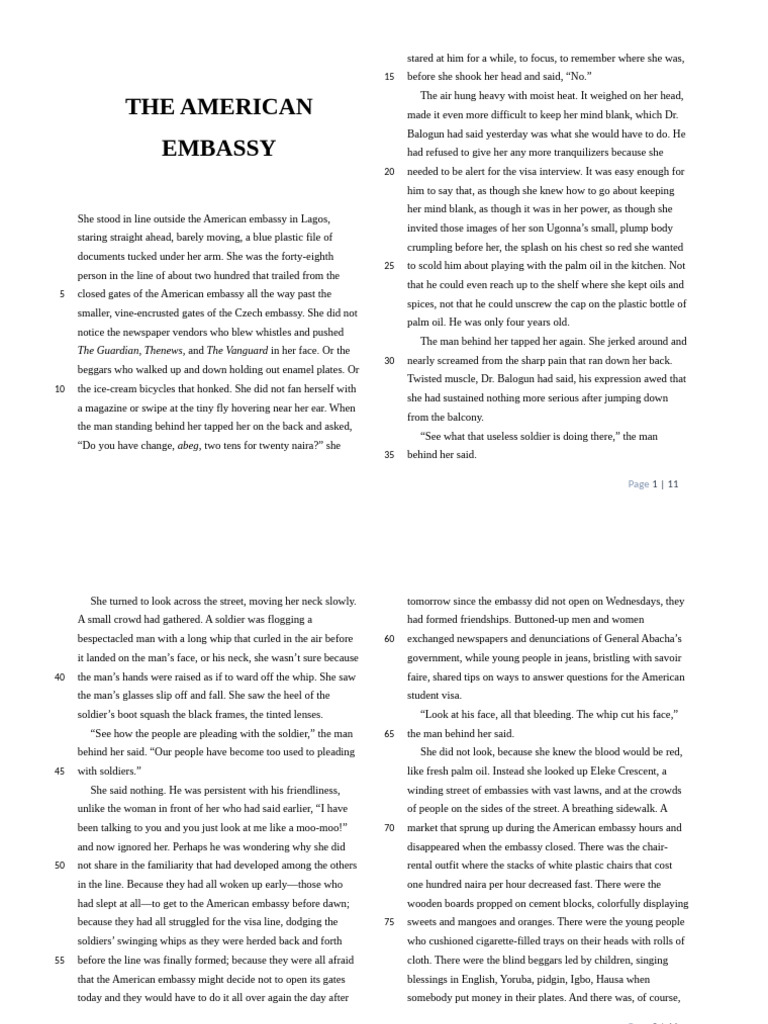 THE AMERICAN EMBASSY - Short Story | PDF