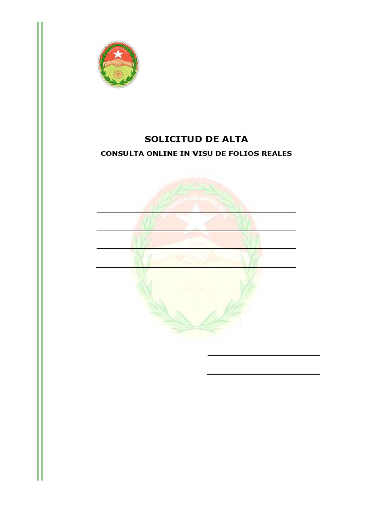 Solicitud de Alta Consulta Online Folios Reales | PDF