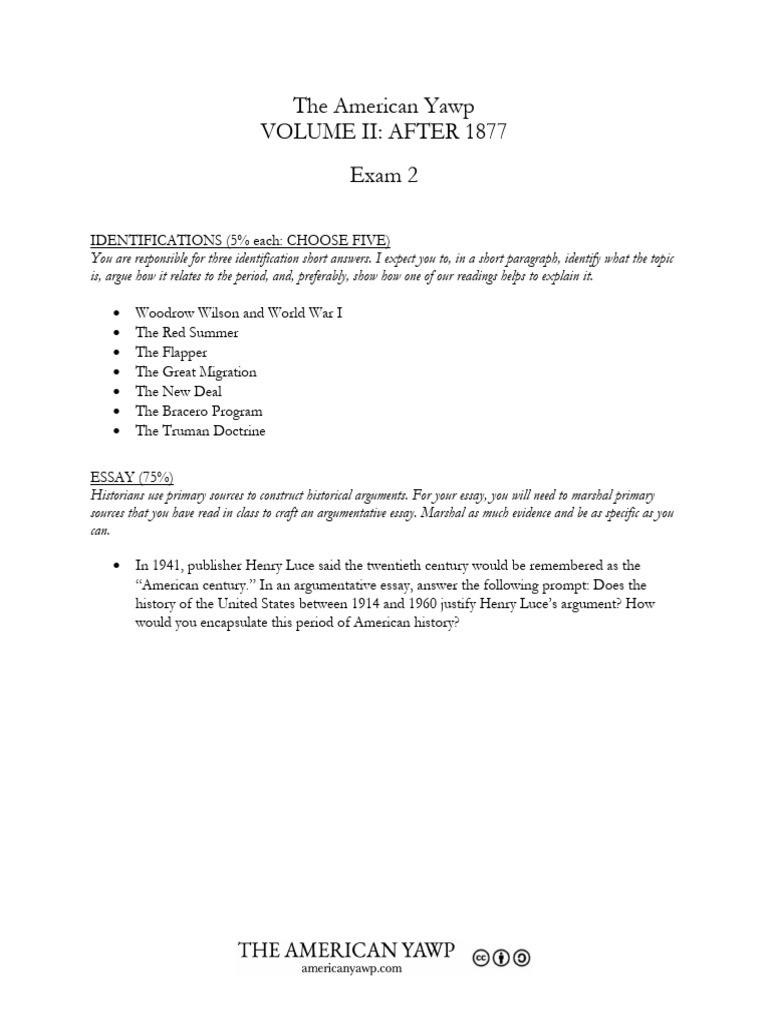 History Exam: American Century Analysis | PDF