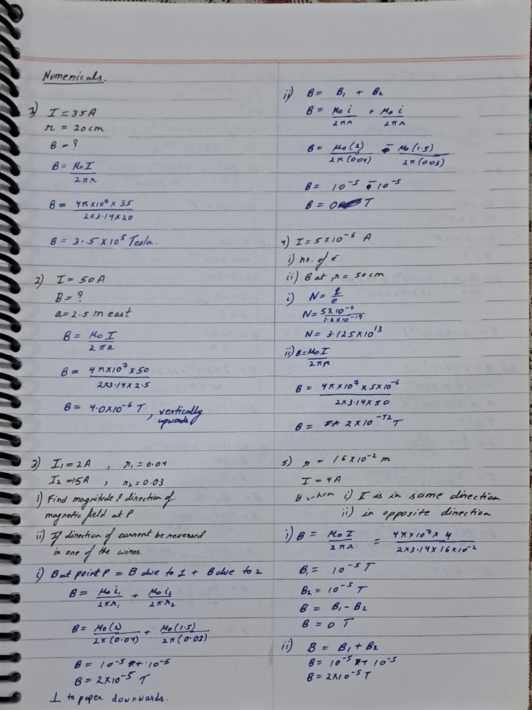 Magnetic Field Calculations and Formulas | PDF