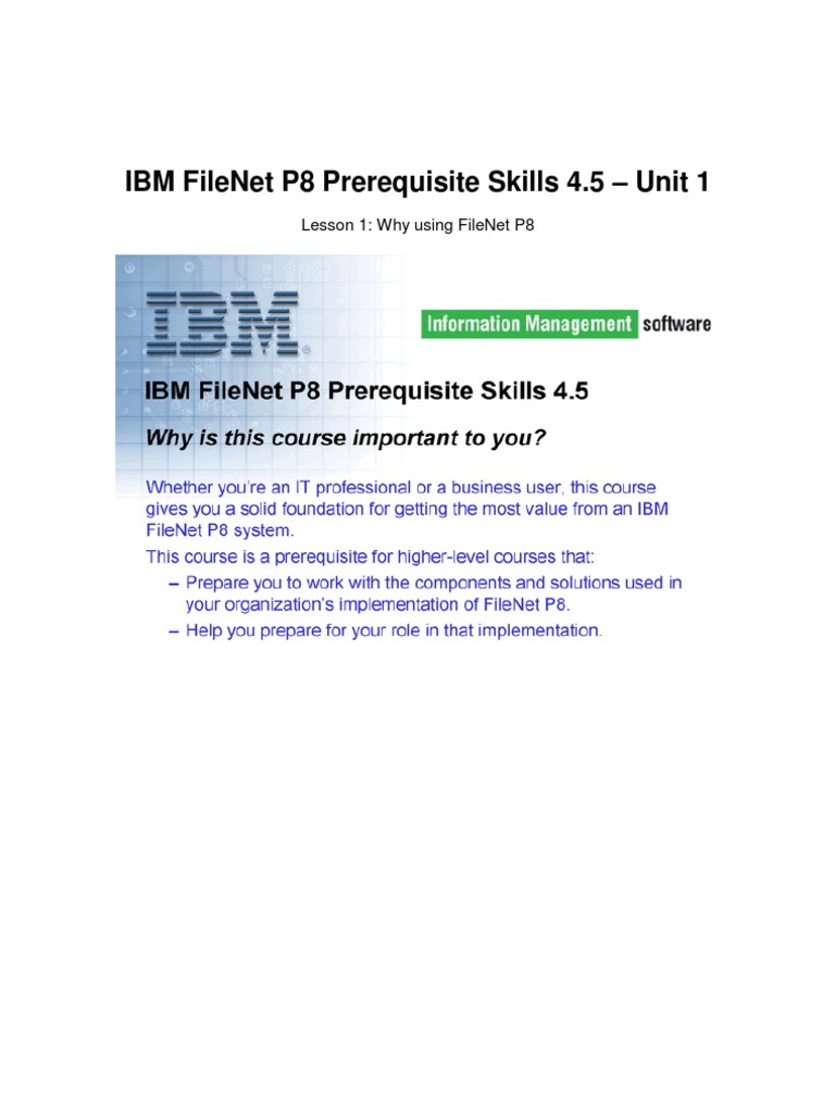 IBM FileNet P8 Prerequisite Skills 4 | PDF | Class (Computer ...
