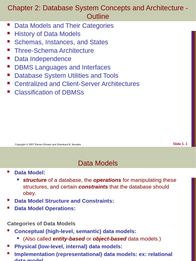 2MCA2-DBMS-unit-1 DATABASE SYSTEM CONCEPTS AND ARCHITECTURE-16960710426031 | PDF | Databases ...