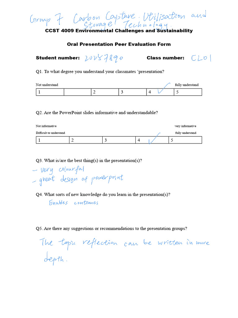 ECS Oral Presentation Evaluation Form 5 | PDF