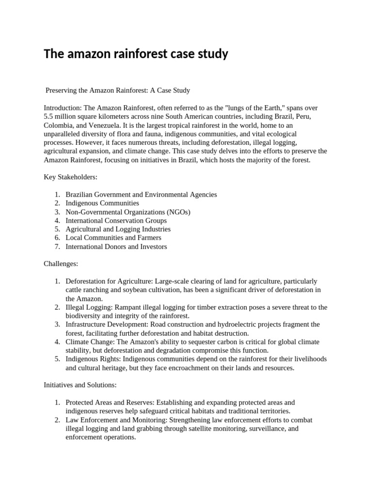 The amazon rainforest case study | PDF | Amazon Rainforest | Deforestation