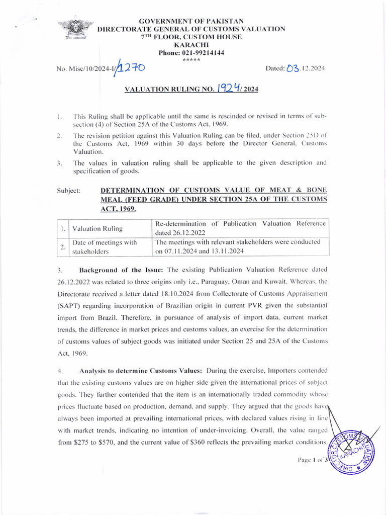 Customs Valuation Ruling for Meat Meal | PDF | Valuation (Finance) | Business