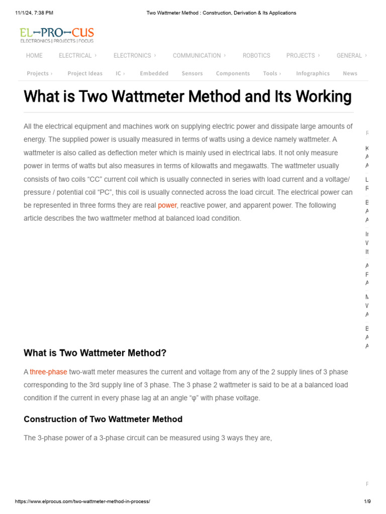 2.Two Wattmeter Method _ Construction, Derivation & Its Applications ...