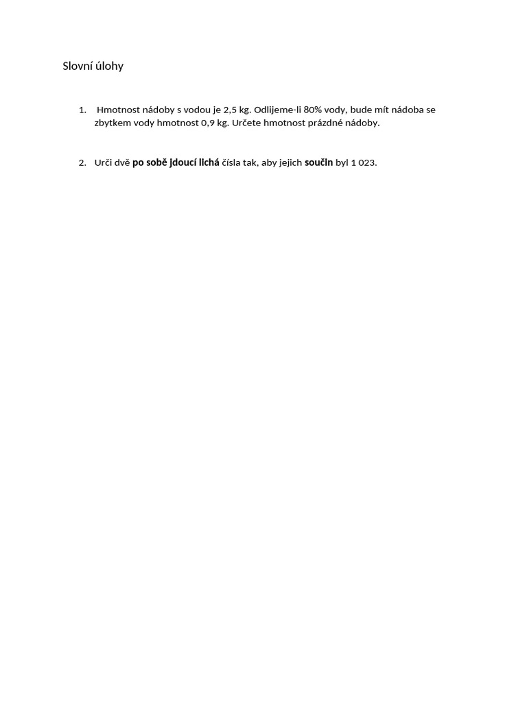 7slovní Úlohy Mix | PDF