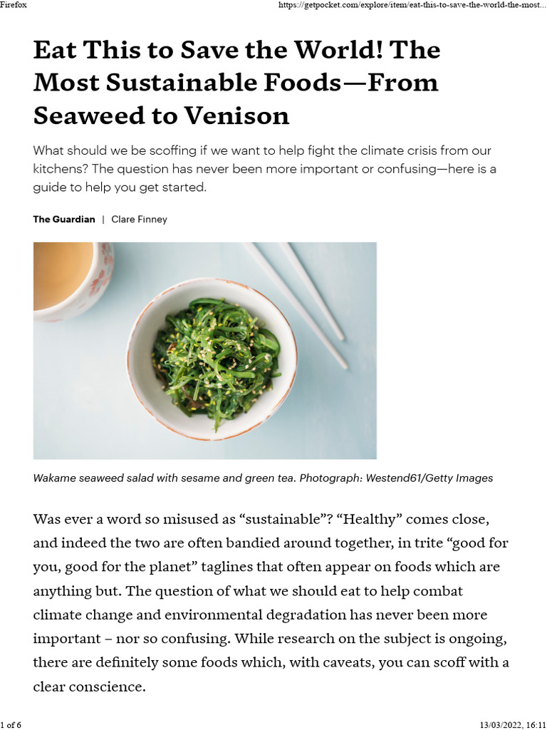 Eat This To Save The World - The Most Sustainable Foods - From Seaweed ...