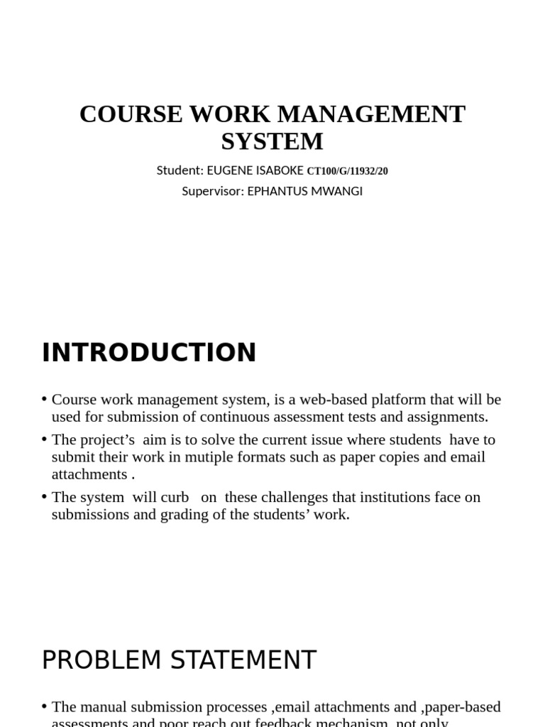 Course Work Management System Power Point | PDF | Educational ...