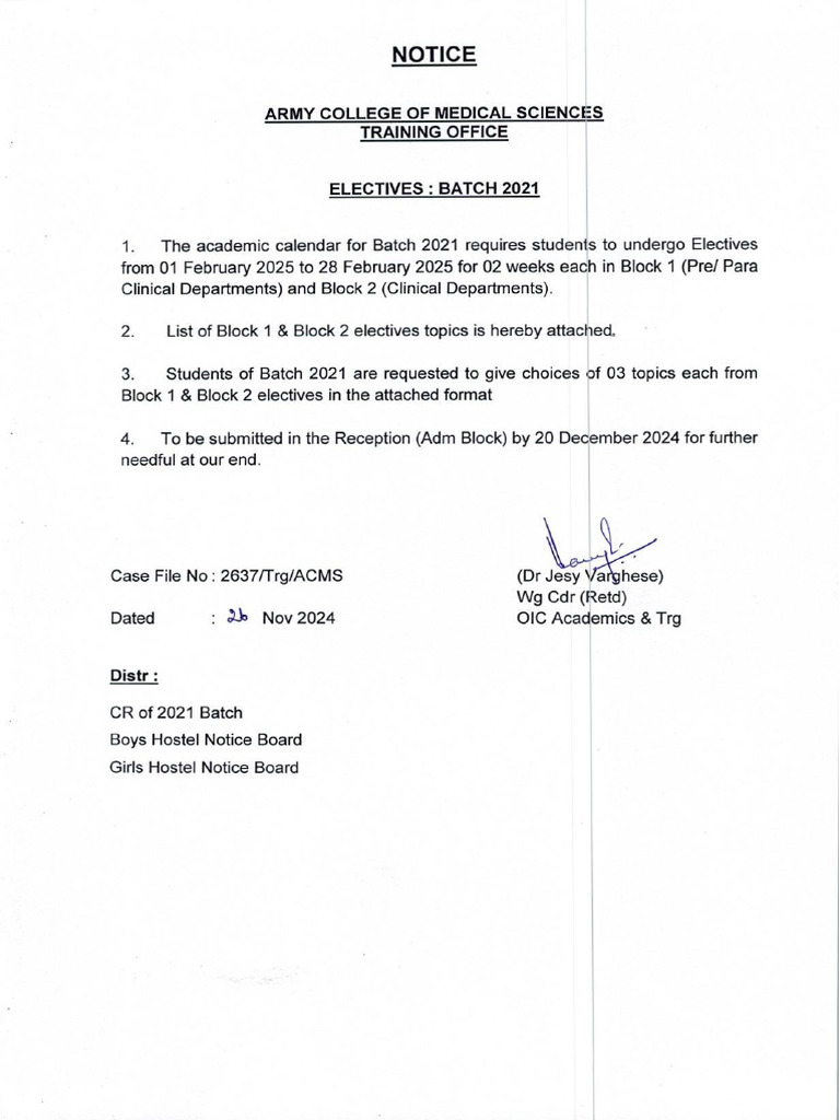 Electives 2021 Batch | PDF