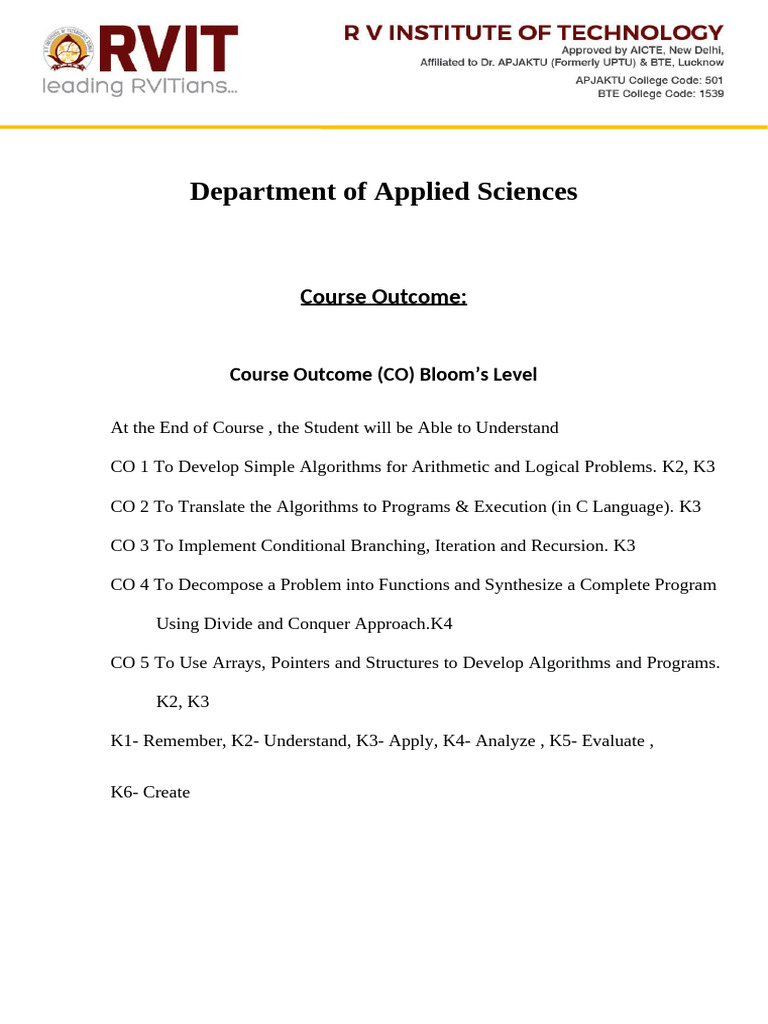 Course Outcome | PDF