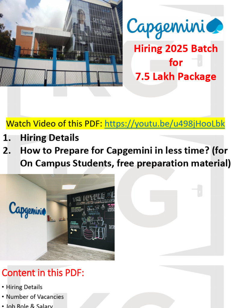 Capgemini Hiring & Preparation Materials (2025 Batch) by KG Placement | PDF | Databases | Cloud ...