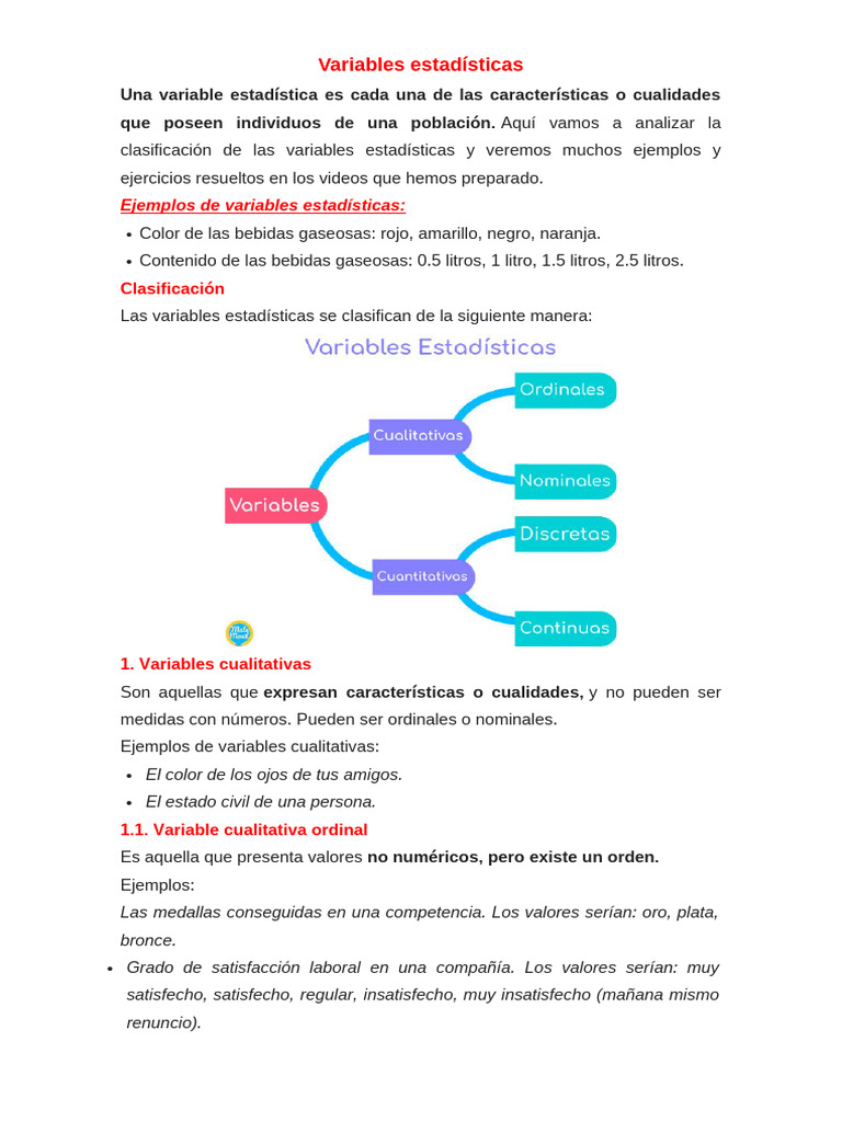 Clasificación de Variables Estadísticas | PDF | Mediana | Modo ...