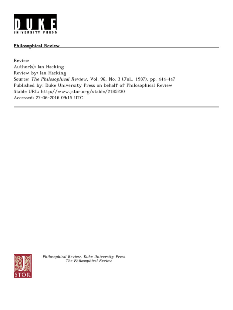 Hacking, Ian - Data, Instruments and Theory (Review) (1987) | PDF ...