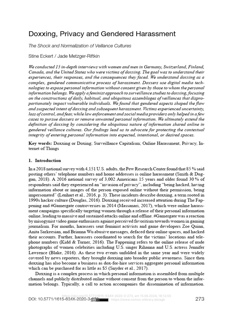 Doxxing and Gendered Online Harassment | PDF | Social Media | Popular ...