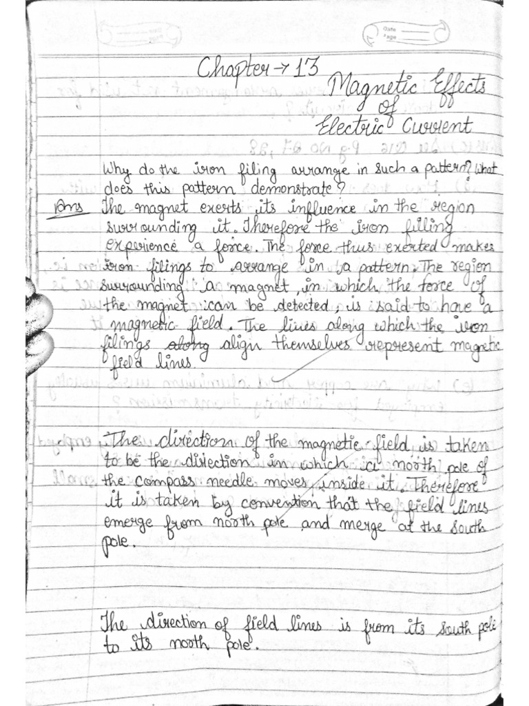 Chapter 13 Magnetic Effects Of Electric Current Pdf