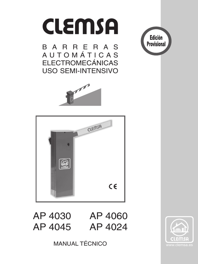 Manual Técnico Barreras Automáticas CLEMSA | PDF
