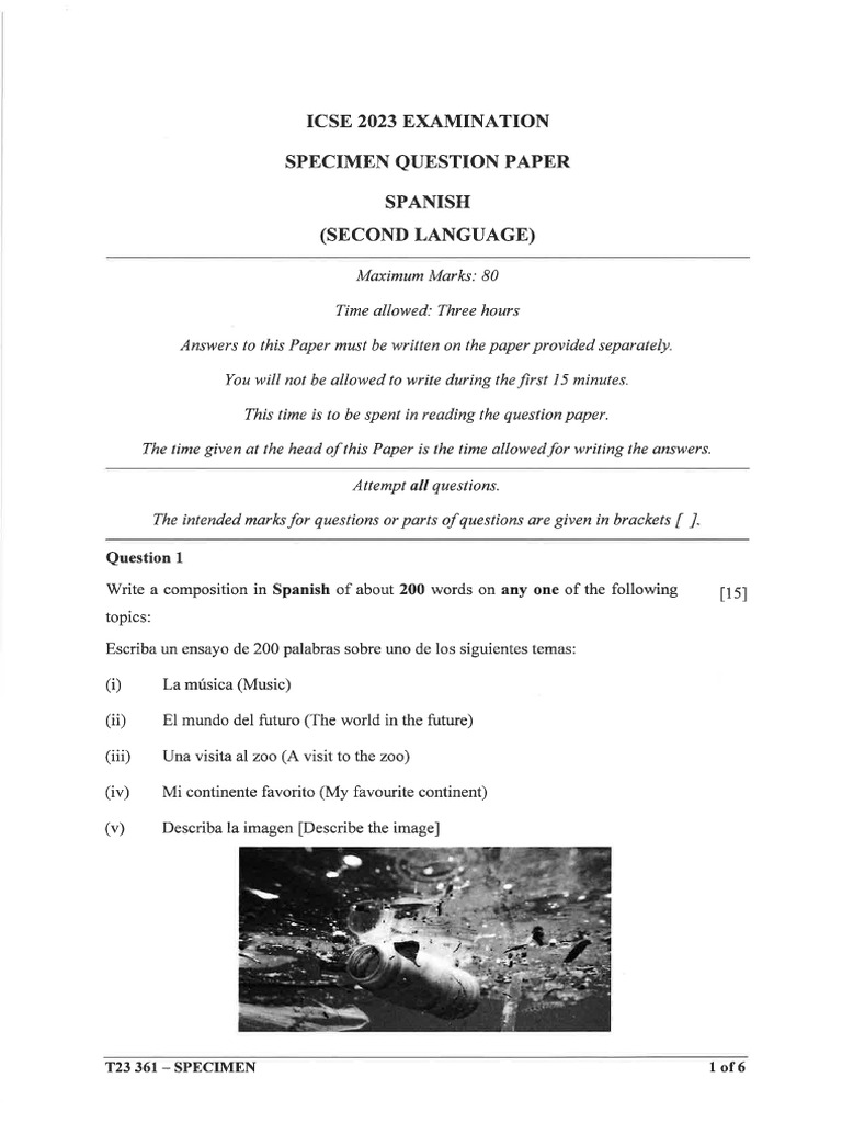 Spanish Question Paper | PDF