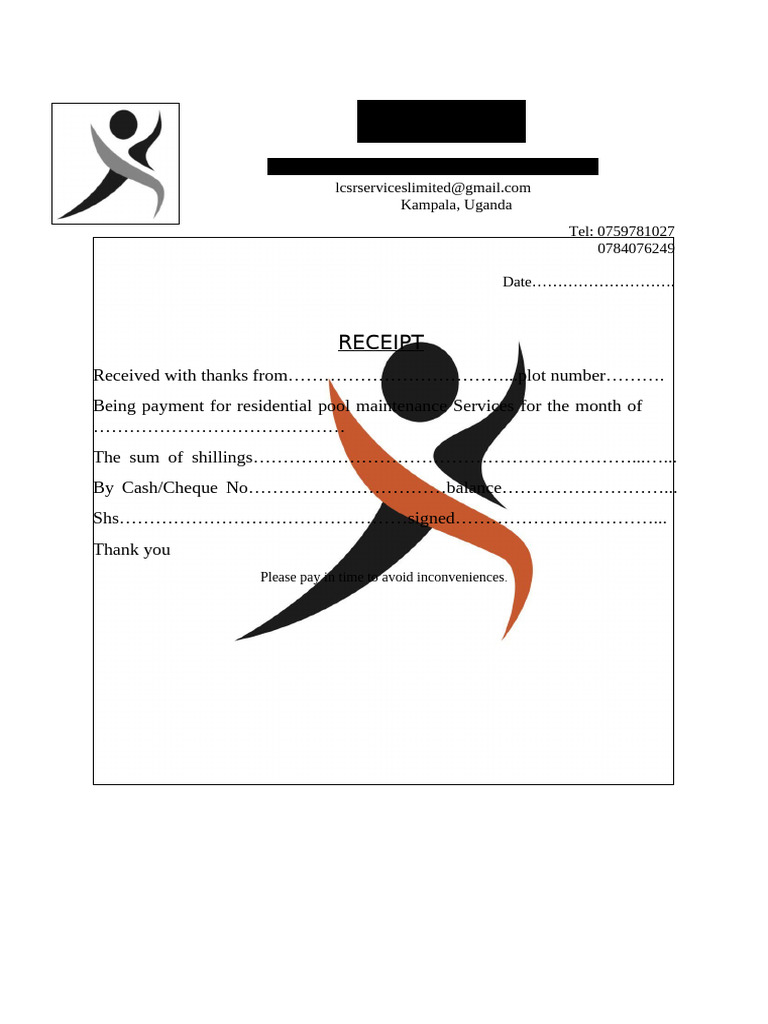 Residential Pool Maintenance Receipt | PDF