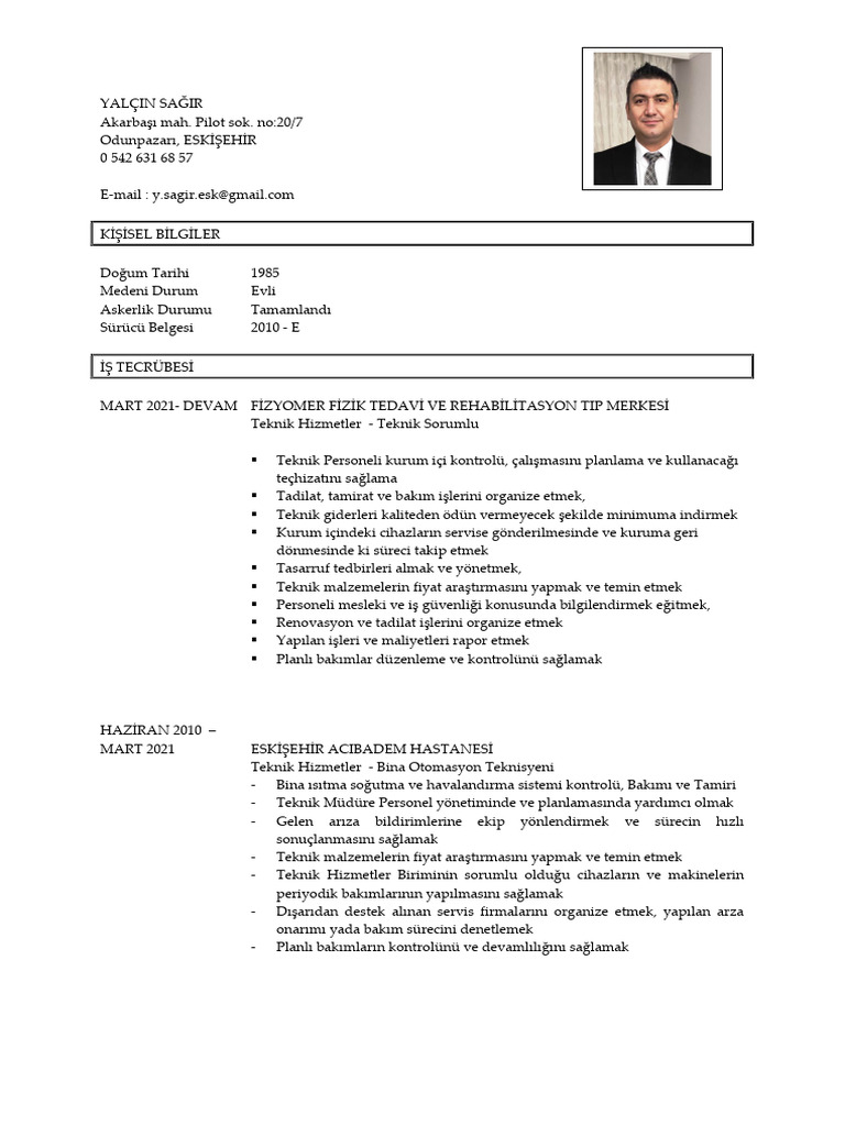 Yalçin Sağir CV | PDF