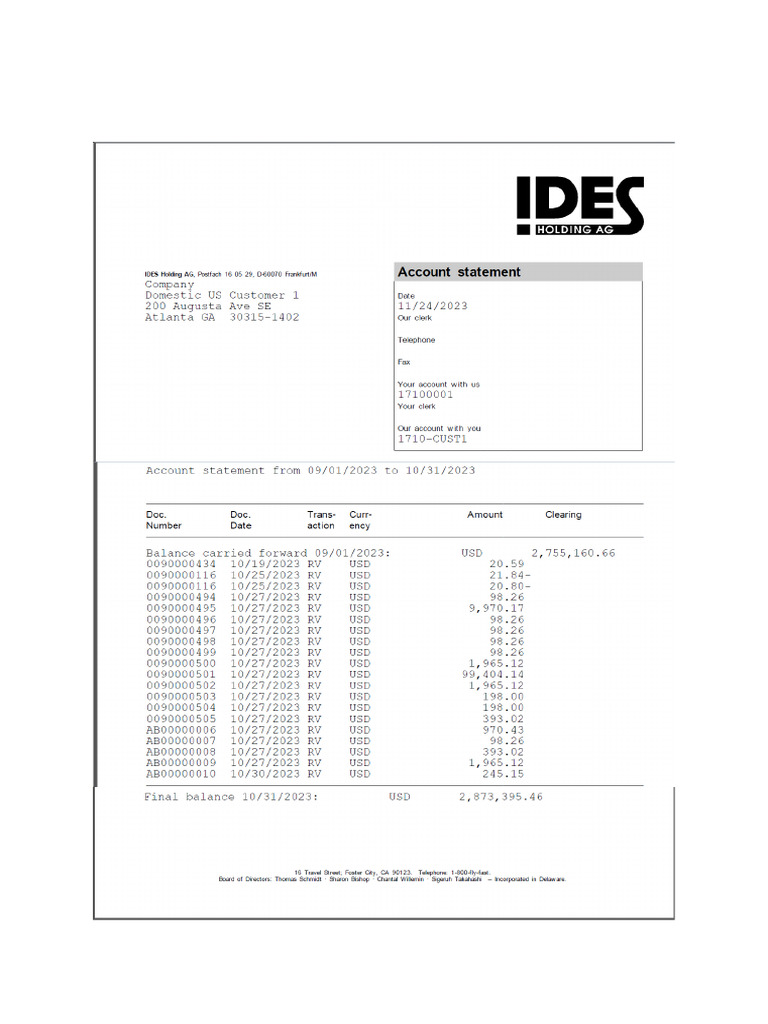 Customer Periodic Account Statement (Weekly-Monthly) f.27 | PDF