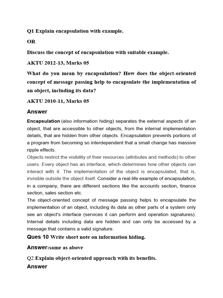 Understanding Encapsulation in OOP | PDF | Unified Modeling Language | Conceptual Model