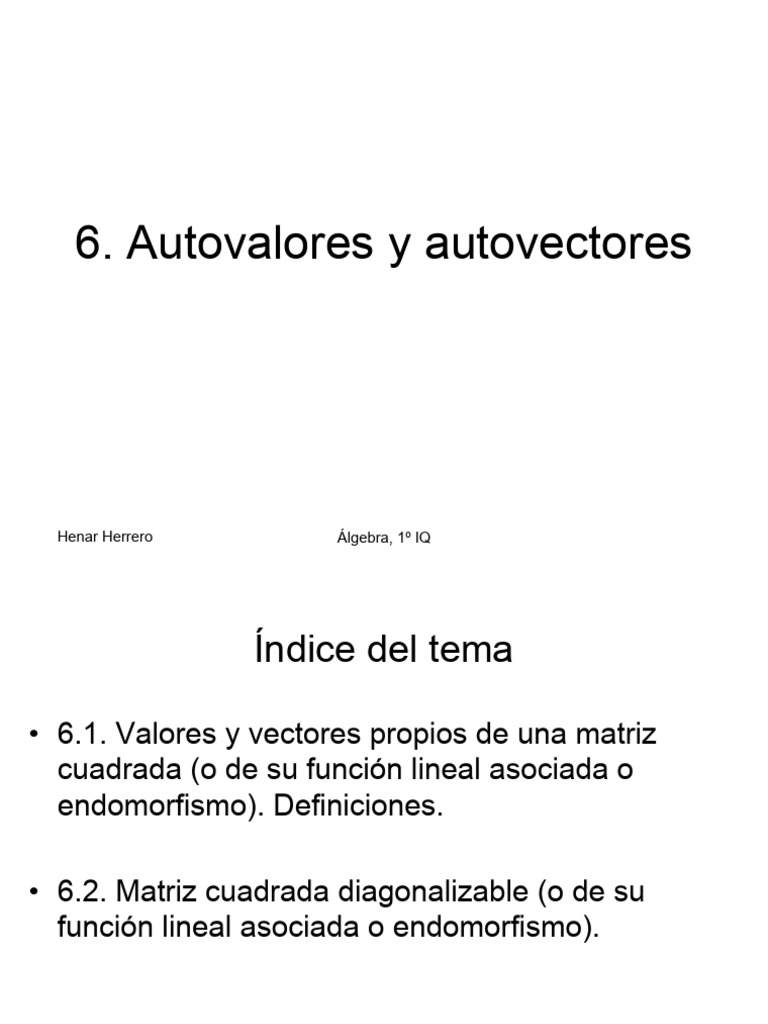 Autovalores y Autovectores | PDF | Valores propios y vectores propios | Matriz (Matemáticas)