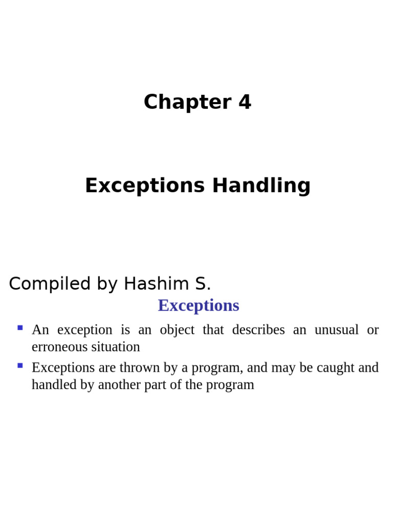 Object Oriented Programming - Chapter 4 - Excption Handling | PDF ... Object Oriented Programming - Chapter 4 - Excption Handling | PDF ...
