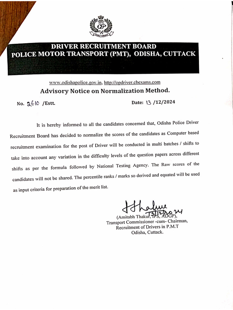 Advisory Notice On Normalization Method For Driver Recruitment | PDF