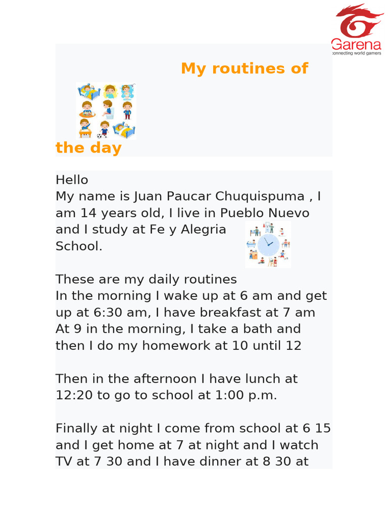 Daily Routines of a 14-Year-Old | PDF