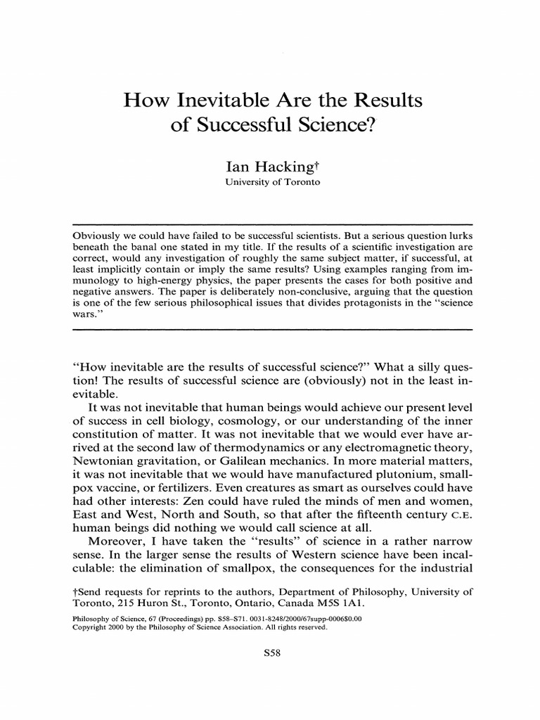 Hacking, Ian - How Inevitable Are The Results of Successful Science ...