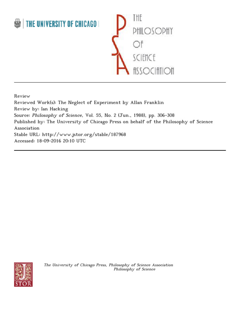 Hacking, Ian - The Neglect of Experiment (Review) (1988) | PDF ...