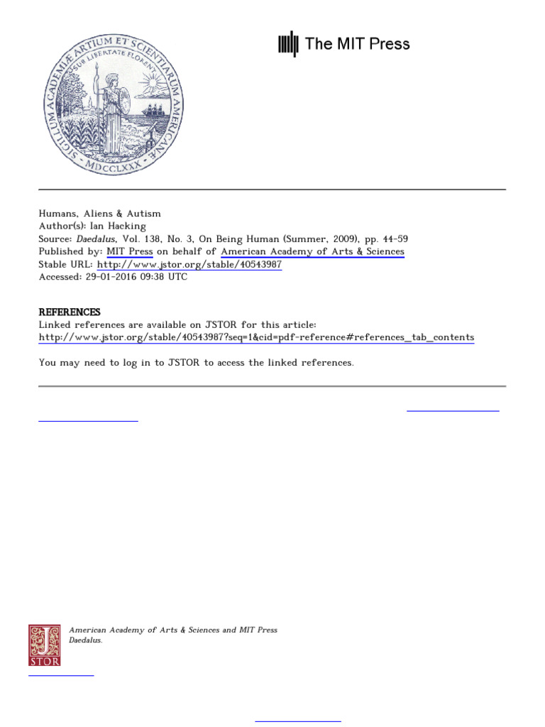 Hacking, Ian - Humans, Aliens & Autism (2009) | PDF | Autism Spectrum ...