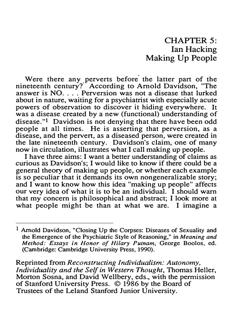 Making Up People: Ian Hacking's Analysis | PDF | Michel Foucault ...