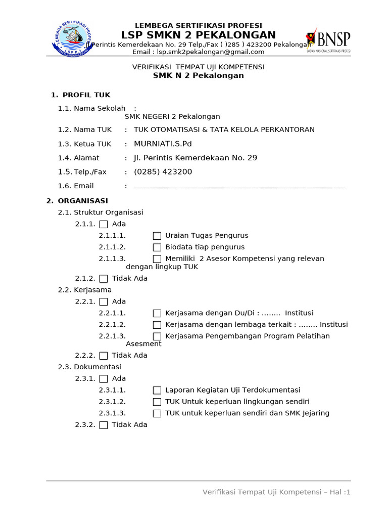 VERIFIKASI TUK OTKP | PDF