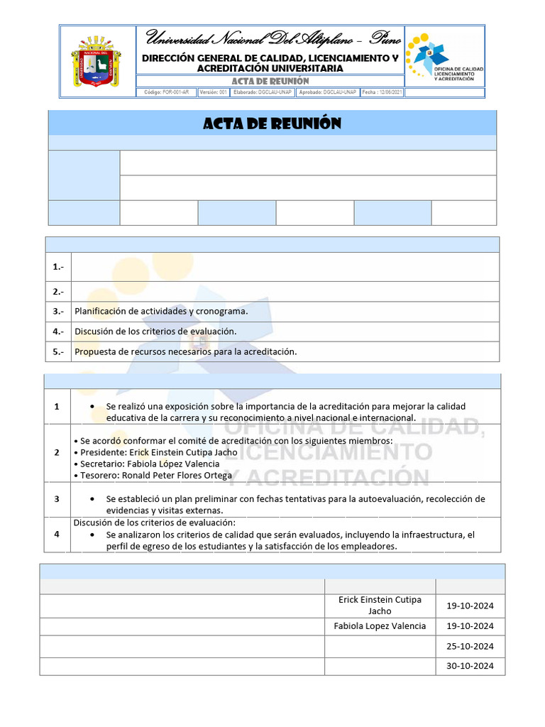 3_FOR-001-AR_ACTA_DE_REUNIONES-19-10-2024 | PDF
