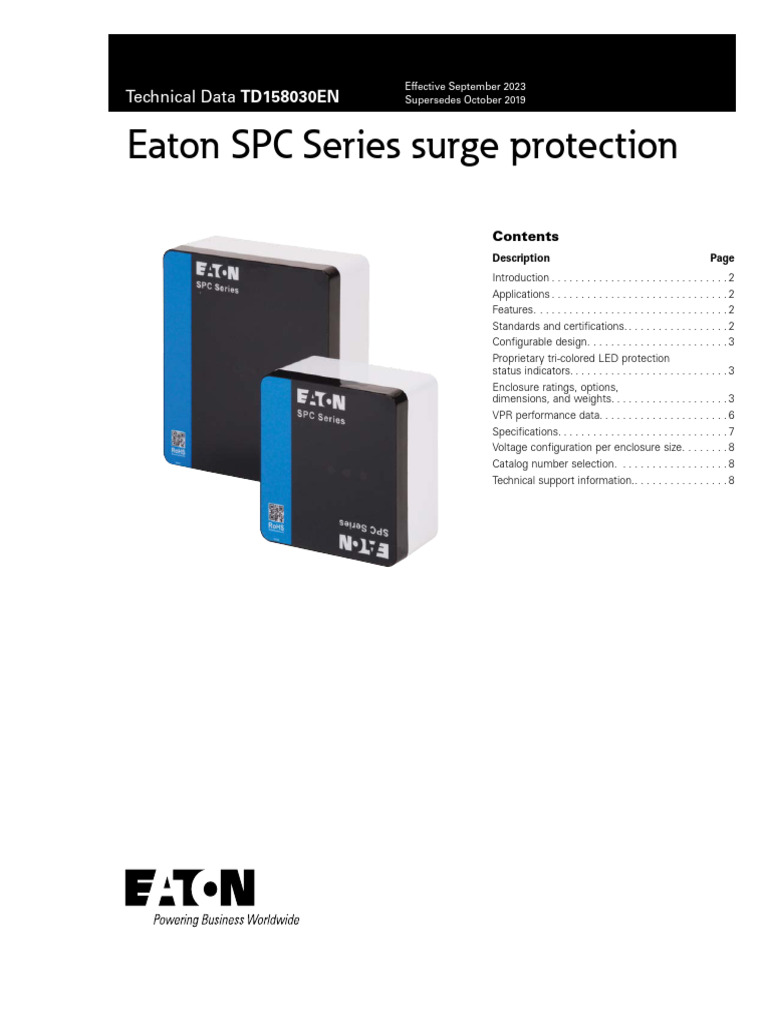 Eaton SPC Technical Data TD158030EN | PDF | Electrical Engineering ...