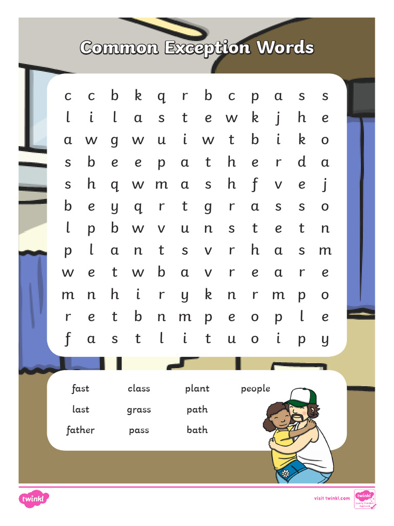 Word Search Y2 Common Exception Words | PDF
