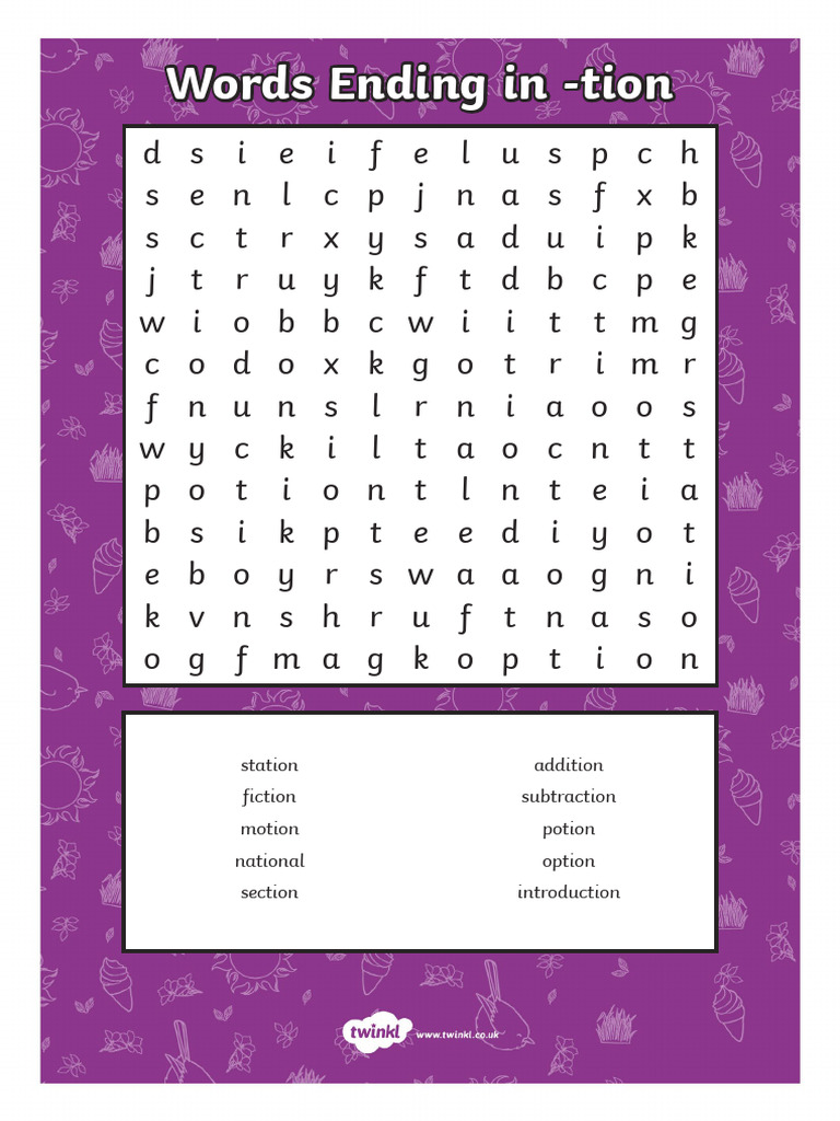 Word Search Tion | PDF